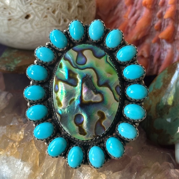 Jewelry | Abalone Turquoise Boutique Sterling Silver Ring | Poshmark